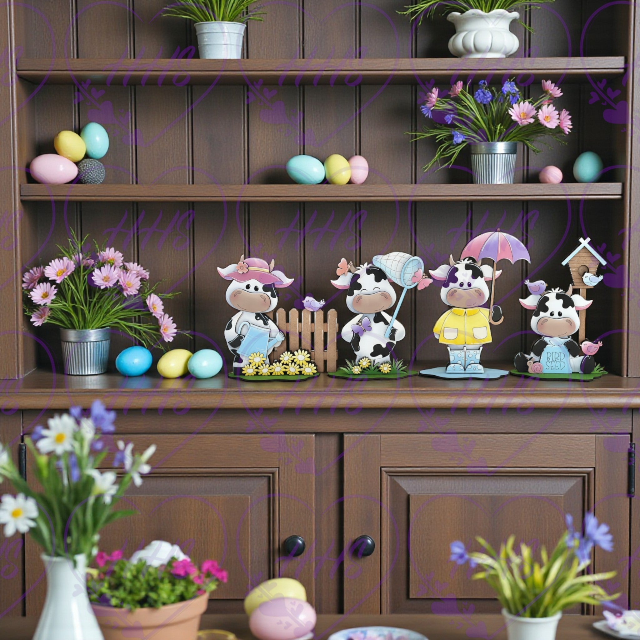 Unfinished Spring Dairy Cows Decor Set | DIY MDF Craft Kit – Handmade ...